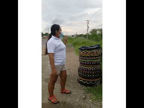 Contenedor de basura| Hecho con llantas| Material reciclado|Educación Ambiental 🍃🌳🌎