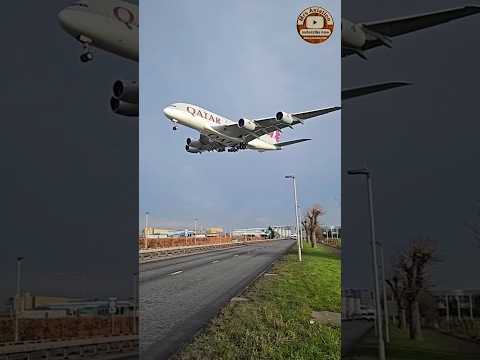 Can't be described in words! 😱🛬...Qatar Airbus A380 🇶🇦✈👑 [Slow Motion Video]#qatar #airbus #aviation