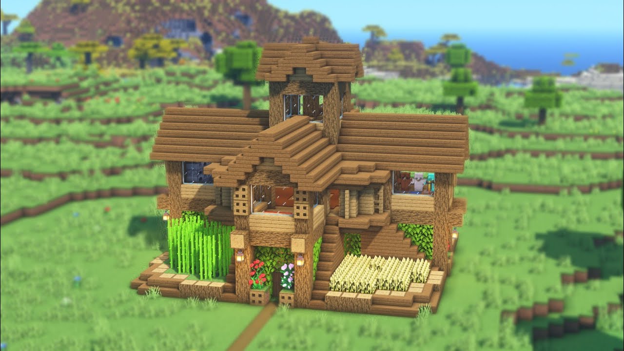 Minecraft : How To Build Large Wooden Survival House Tutorial ...