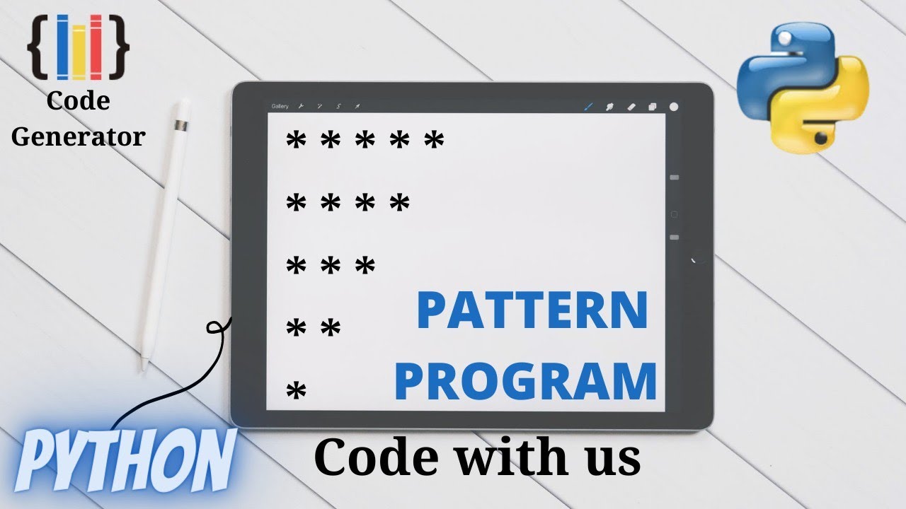 Inverted Half Pyramid Pattern in Python | Python for Beginners | Code Generator | CG.