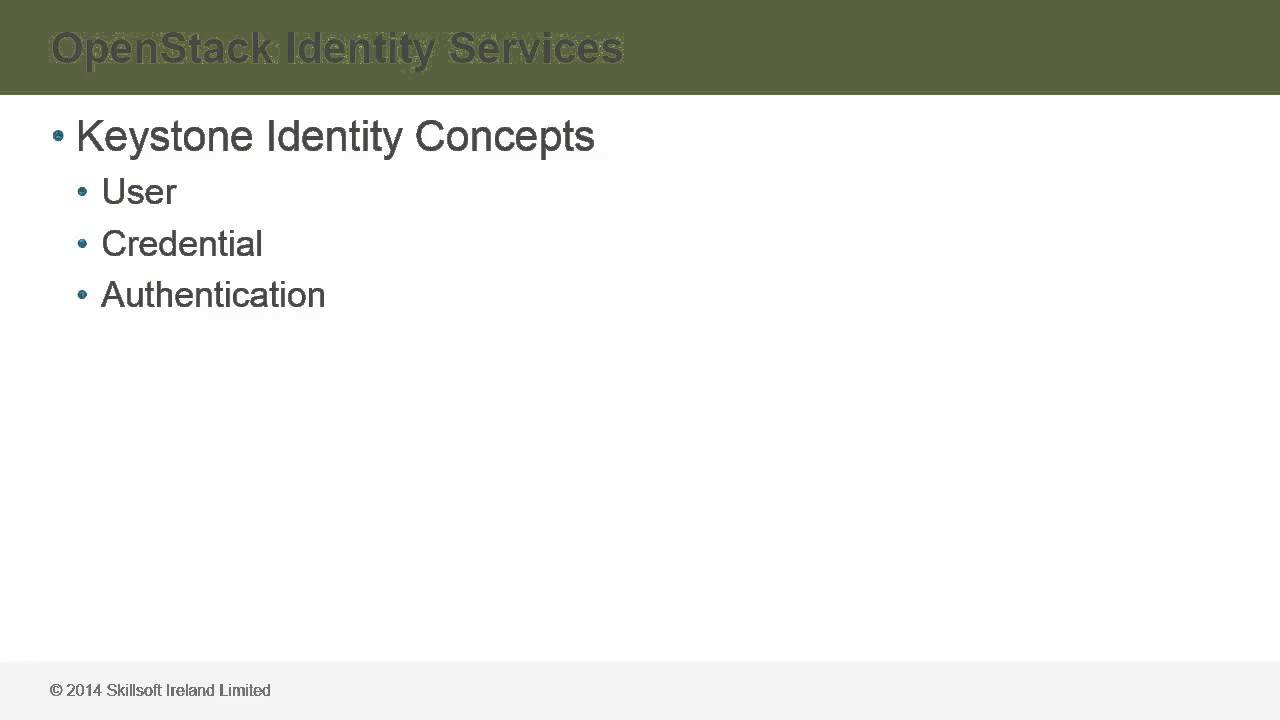 OpenStack Fundamentals OpenStack Identity Services