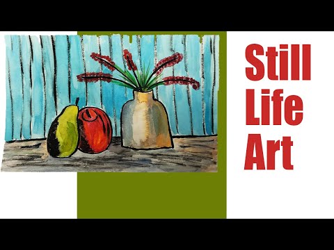 How to Make a Still Life Painting for Kids - Art Lesson Painting Tutorial - Multimedia Painting