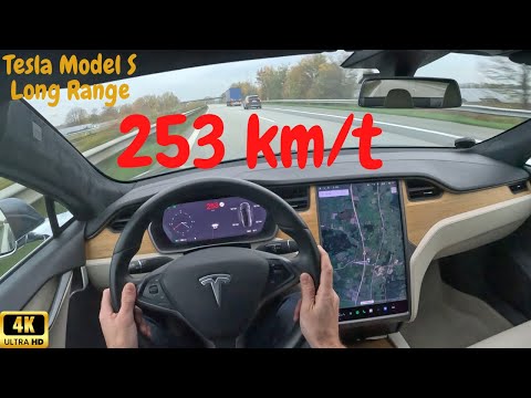 Tesla Model S Long Range 2019 - 253 KM/H TOP SPEED DRIVE ON GERMAN AUTOBAHN🇩🇪