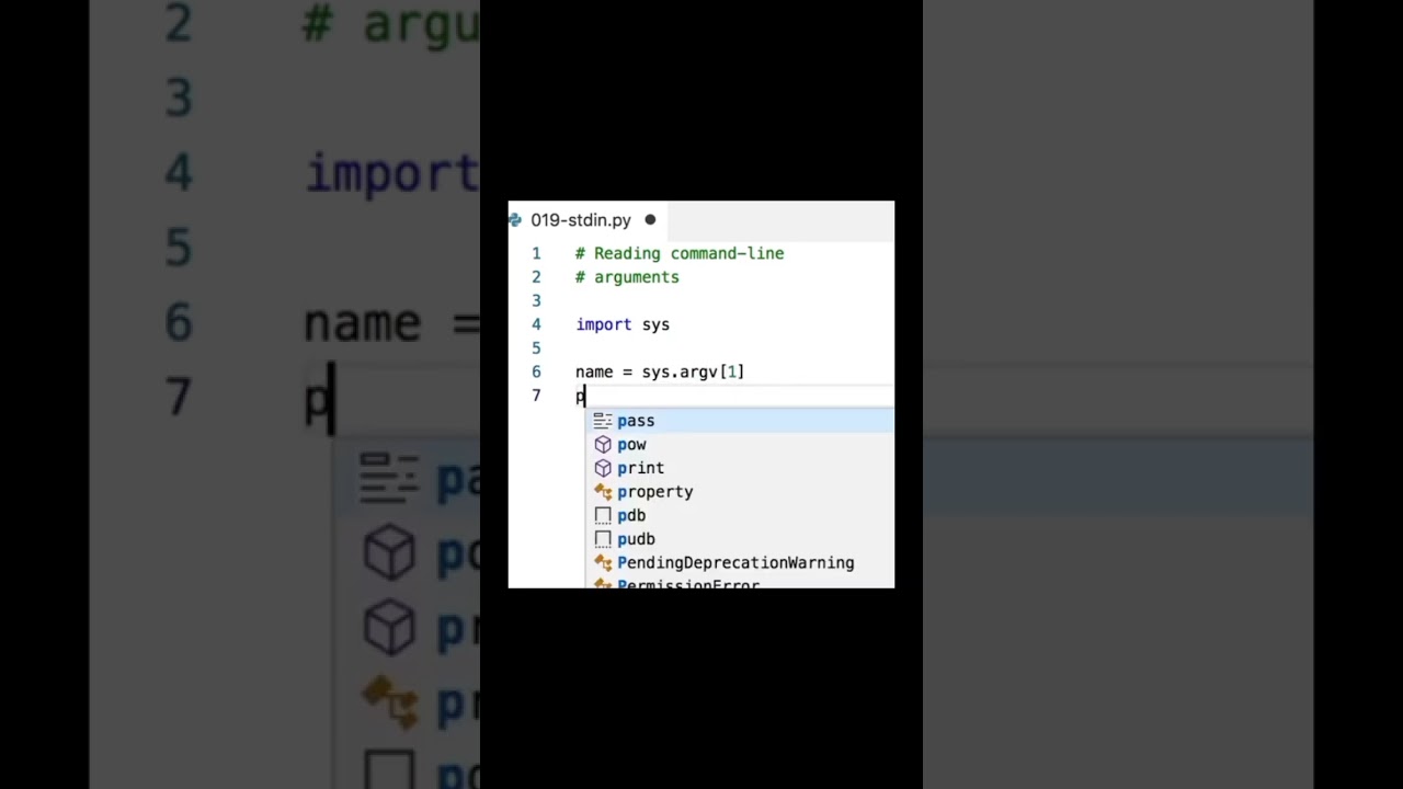 To read from command-line arguments, use the sys.argv list.#python