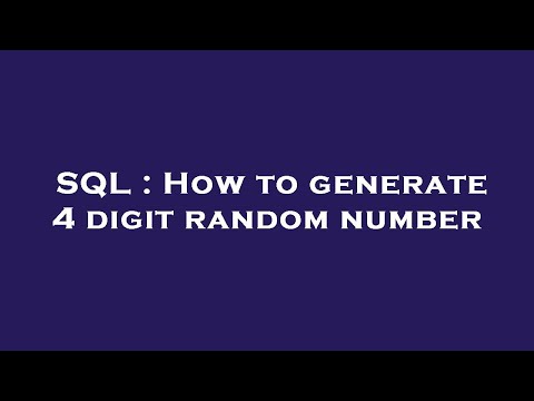 SQL : How to generate 4 digit random number