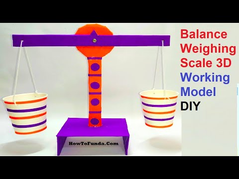 Balance Weighing Scale 3D Science Working Model | DIY science project | howtofunda | class 9