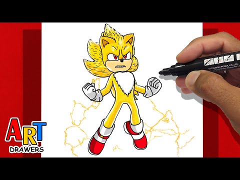 How to Draw Super Sonic FIGHTING POWER From Sonic 3 - The Hedgehog ( THE MOVIE )