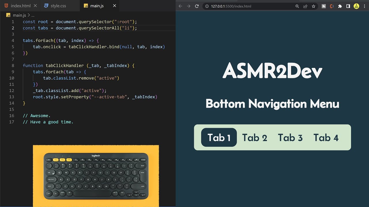 ASMR Programming - Bottom Navigation Menu - No Talking