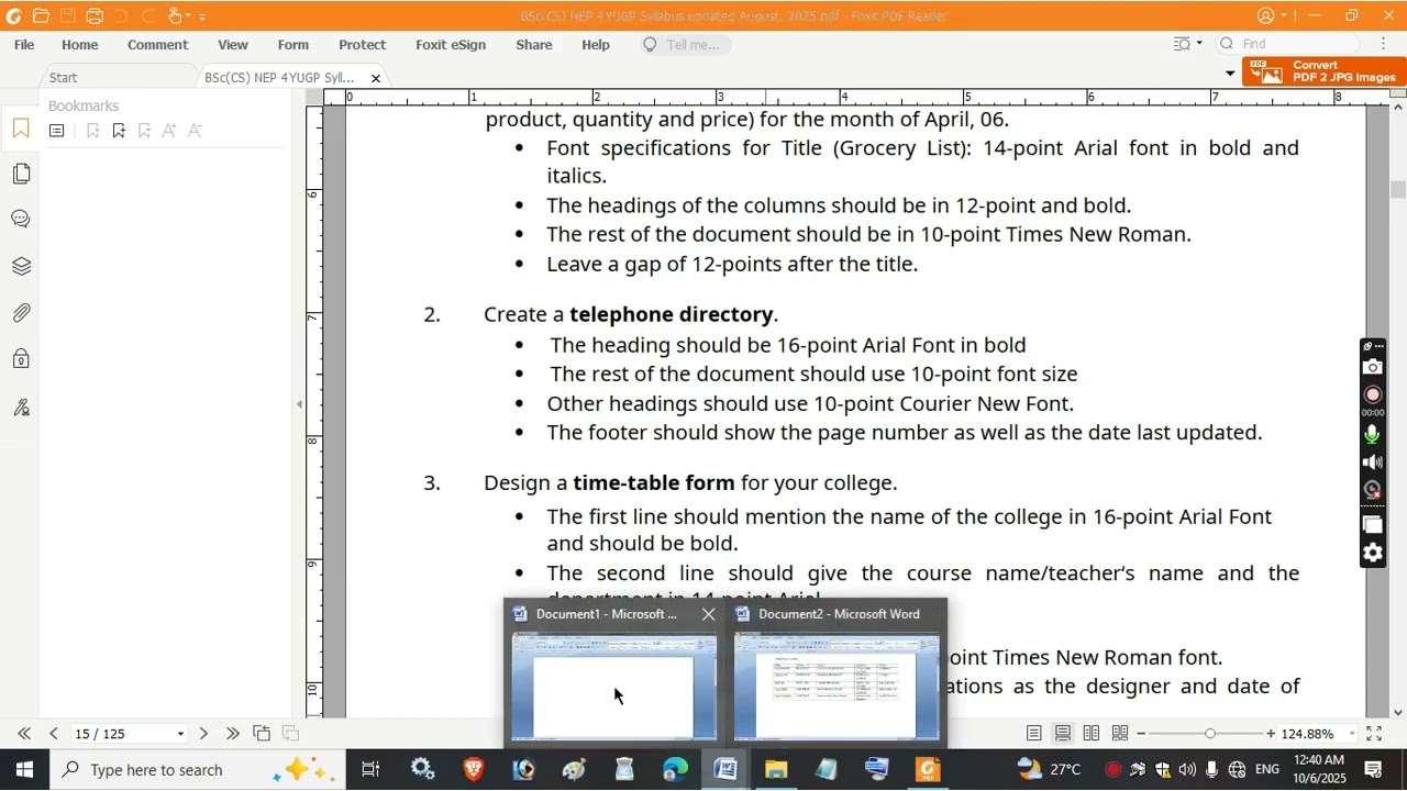 Telephone directory including page no and last updated date