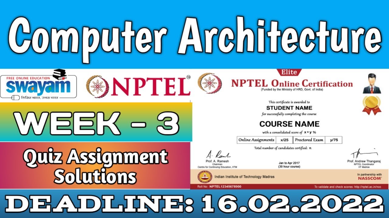 Computer Architecture NPTEL | Week 3 | Assignment 3 Solution | Jan 2022