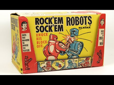 VINTAGE 1964 ROCK' EM SOCK 'EM ROBOTS MARX TOYS ROBOTS LUCHADORES REAL STEEL ACERO PURO