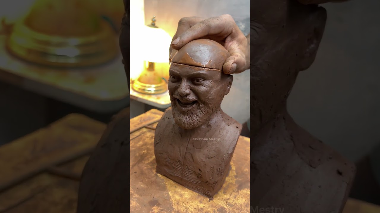 Prepairing sculpture for firing process.#art #sculpture #artist #murtimaking #faceportrait #statues