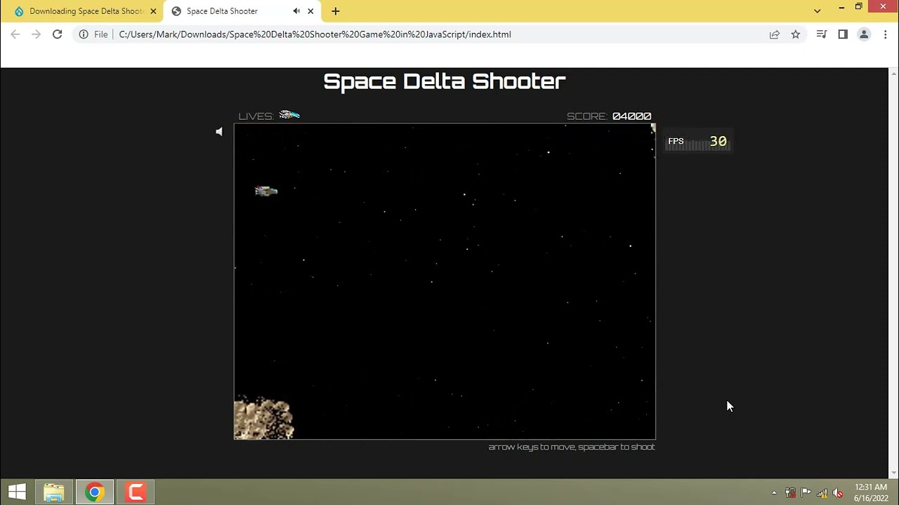 Space Delta Shooter Game in JavaScript
