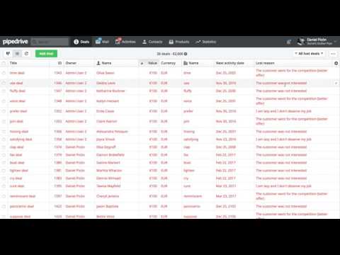 Pipedrive See lost reasons on list view and sort by them