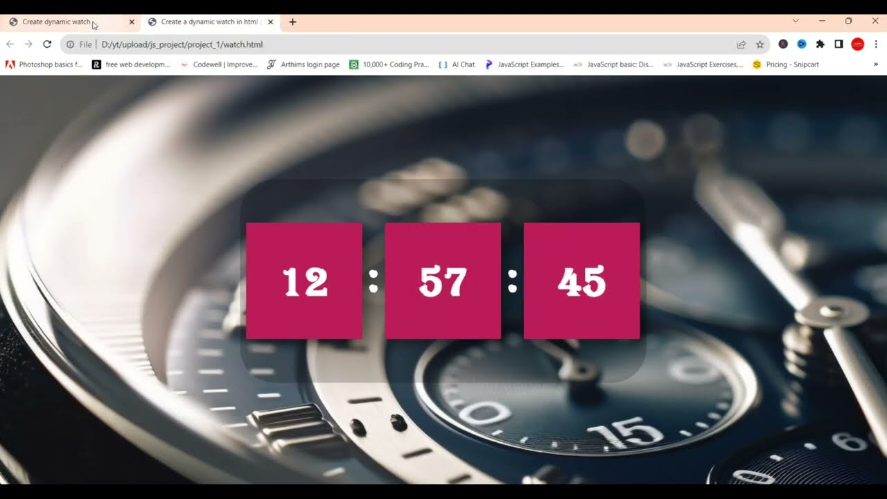 How To Create Digital Clock Using Html  Css and Javascript | Create Dynamic Watch In javascript |