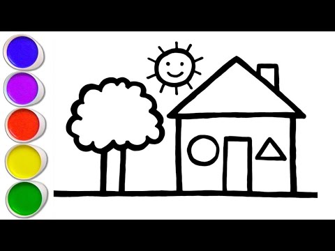 Village House drawing Easy Coloring and Painting for kids & Toddlers video