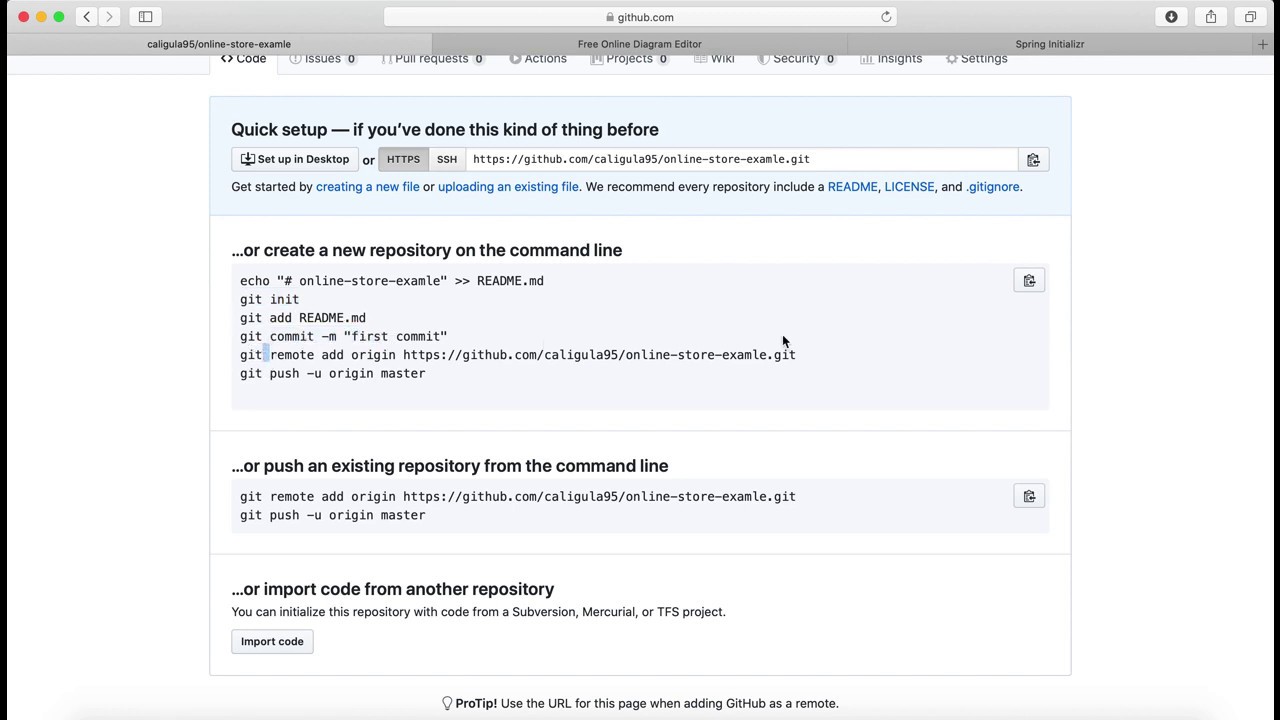 Online Store Development: Part 2 - [Generate Spring Boot Project, SQL, Push New Project to Github]