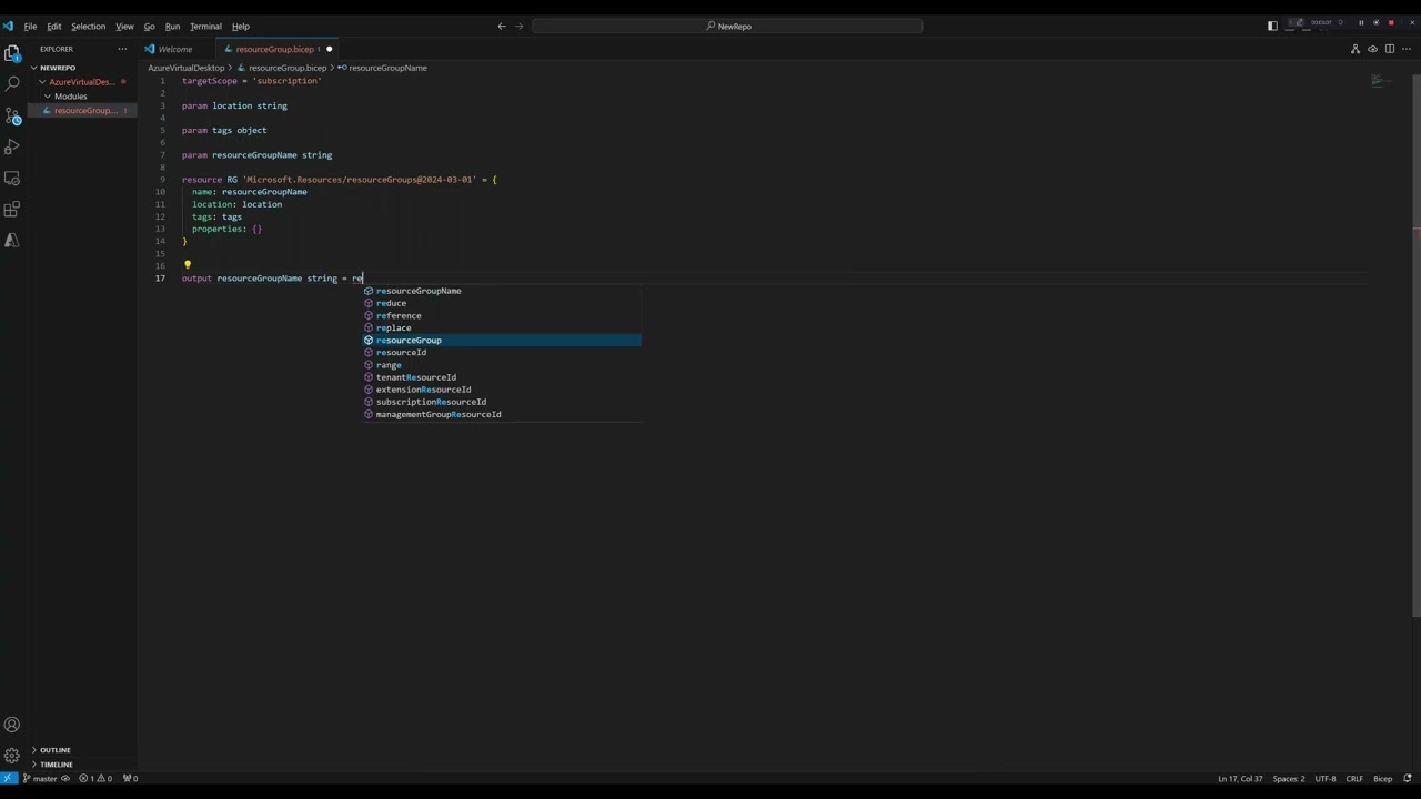 AVD Creating Resource Group module and Github repo - AVD lab pt 1