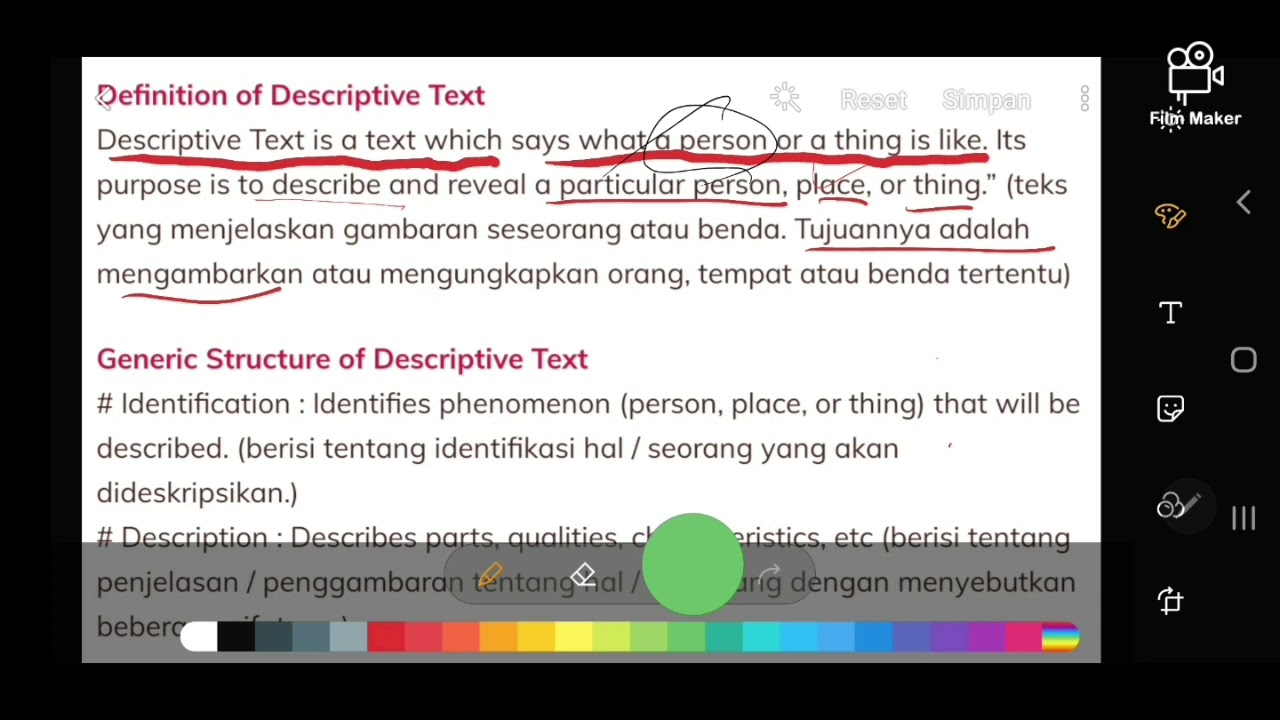 Descriptive Text; Definition, Purposes, generic structure, and language features