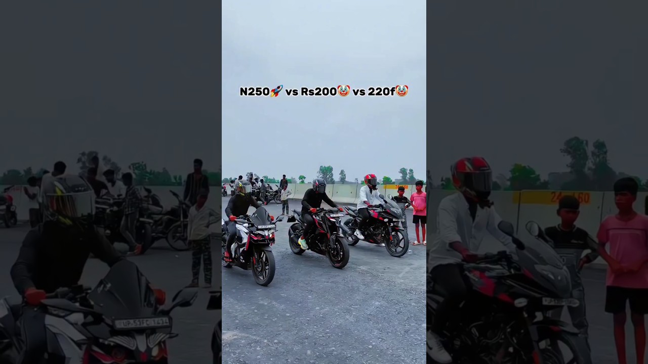N250🚀 VS RS200😱 VS 220f🚀 Drag Race #reels #trendingreels #viral #view #race #rs