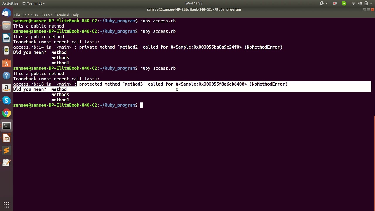 Access specifiers in Ruby