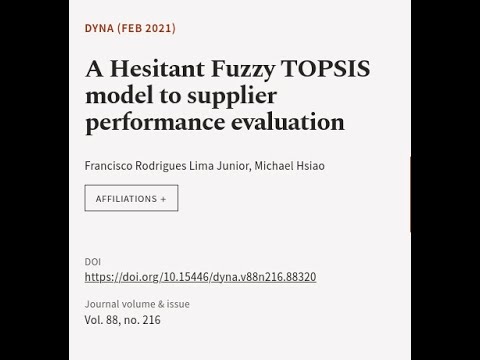 A Hesitant Fuzzy TOPSIS model to supplier performance evaluation | RTCL.TV