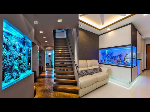 Home Aquarium Decorating Ideas | Wall Mounted Aquarium Room Divider Design | Fish Tank Setup Ideas