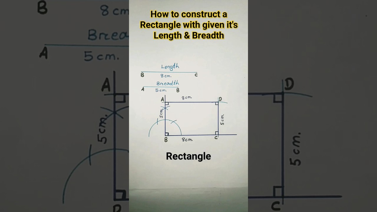 how to construct a Rectangle with given it's Length & Breadth ||geometry drawing #shorts#easy#viral