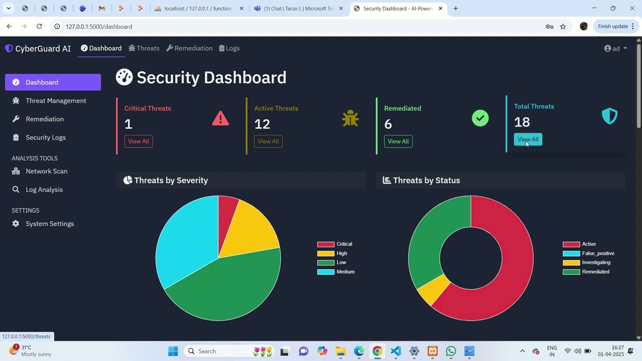 CyberGuard AI | AI-Powered Cyber Threat Detection & Remediation System