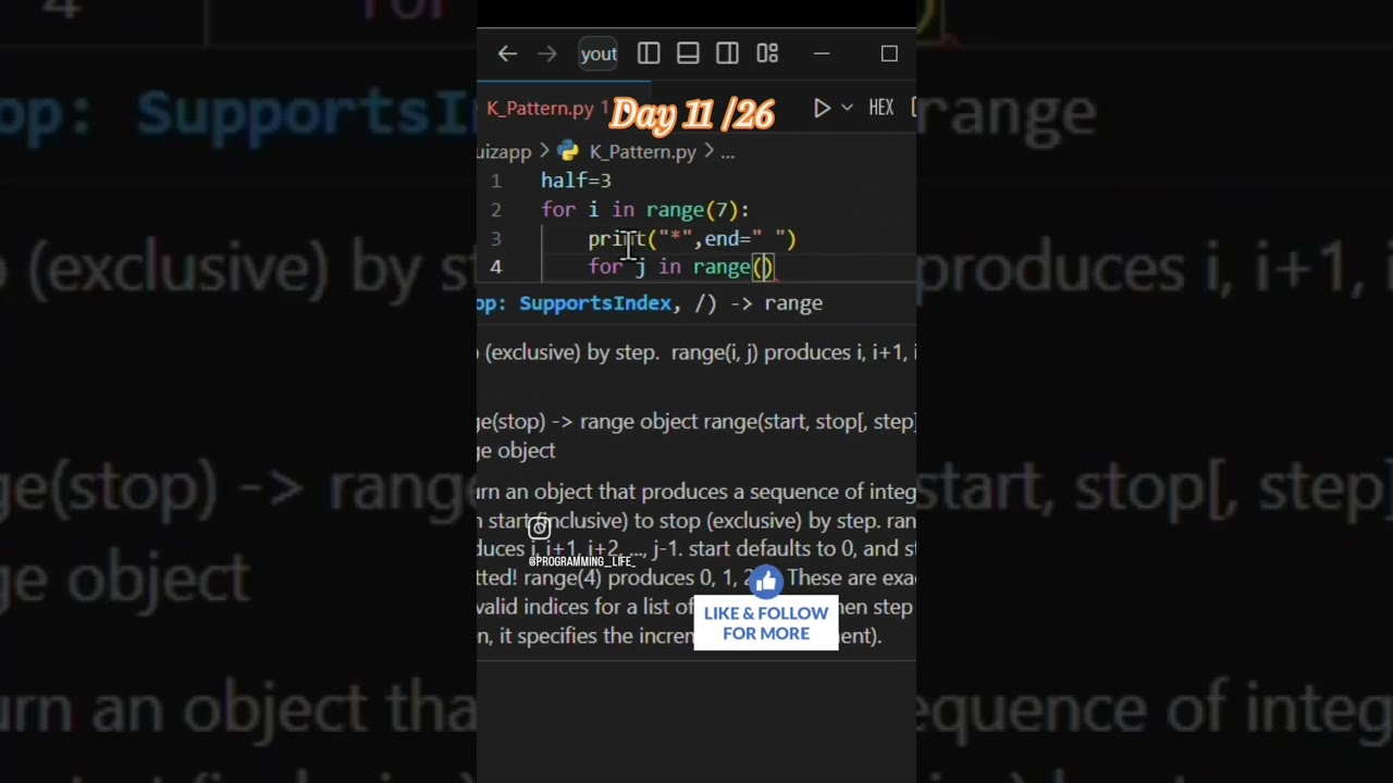 Day 11 /26 printing alphabets 