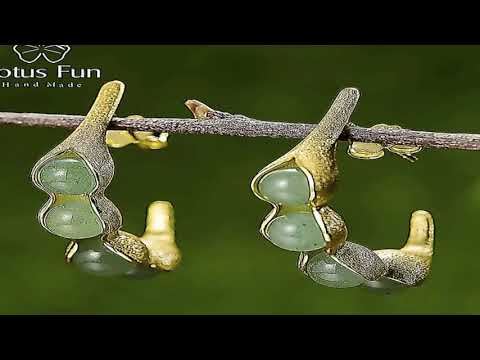 Lotus Fun Real 925 Sterling Silver Earrings Handmade Fine Jewelry Natural Gemstones Creative Pe