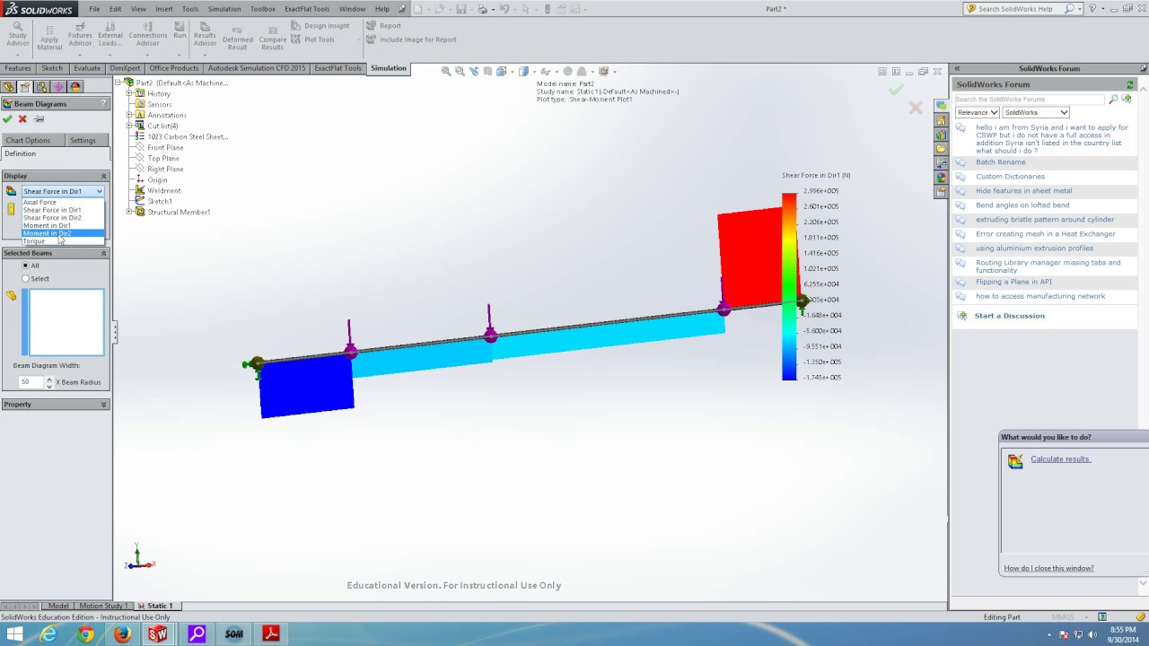 Beam Analysis example in SOLIDWORKS