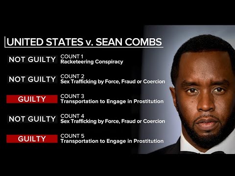 Sean ‘Diddy’ Combs denied bail after split verdict, sentencing set for October