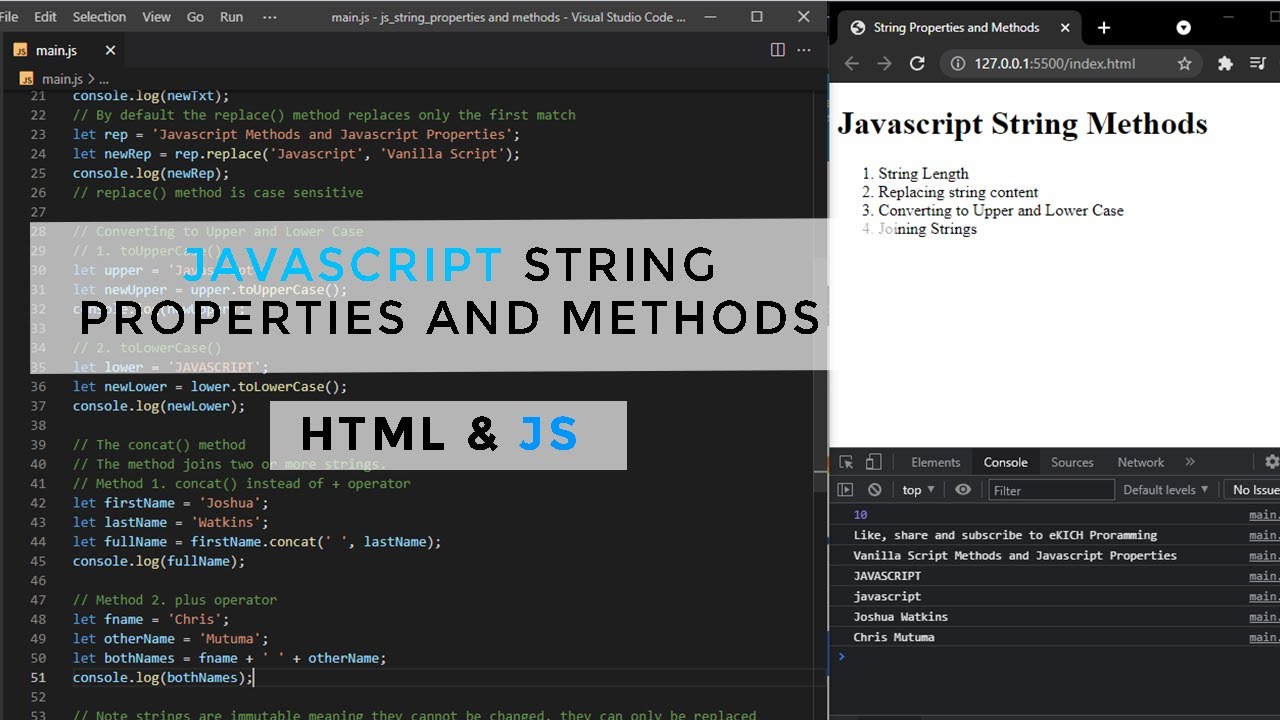 JavaScript String Properties and Methods | Learn JavaScript | JavaScript for Beginners
