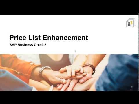 SAP Business One 9.3 New Features - Price Lists