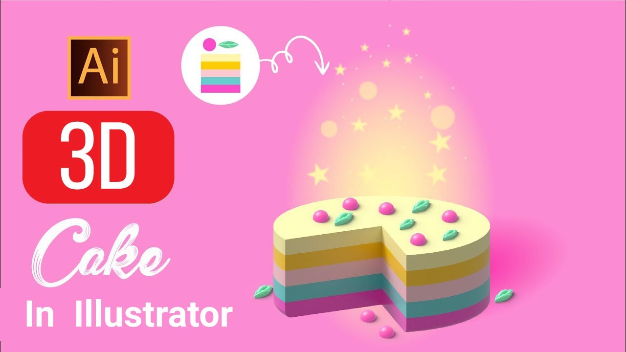 How to make 3D cake in Adobe Illustrator | How to make 3d in adobe illustrator | 3D cake design