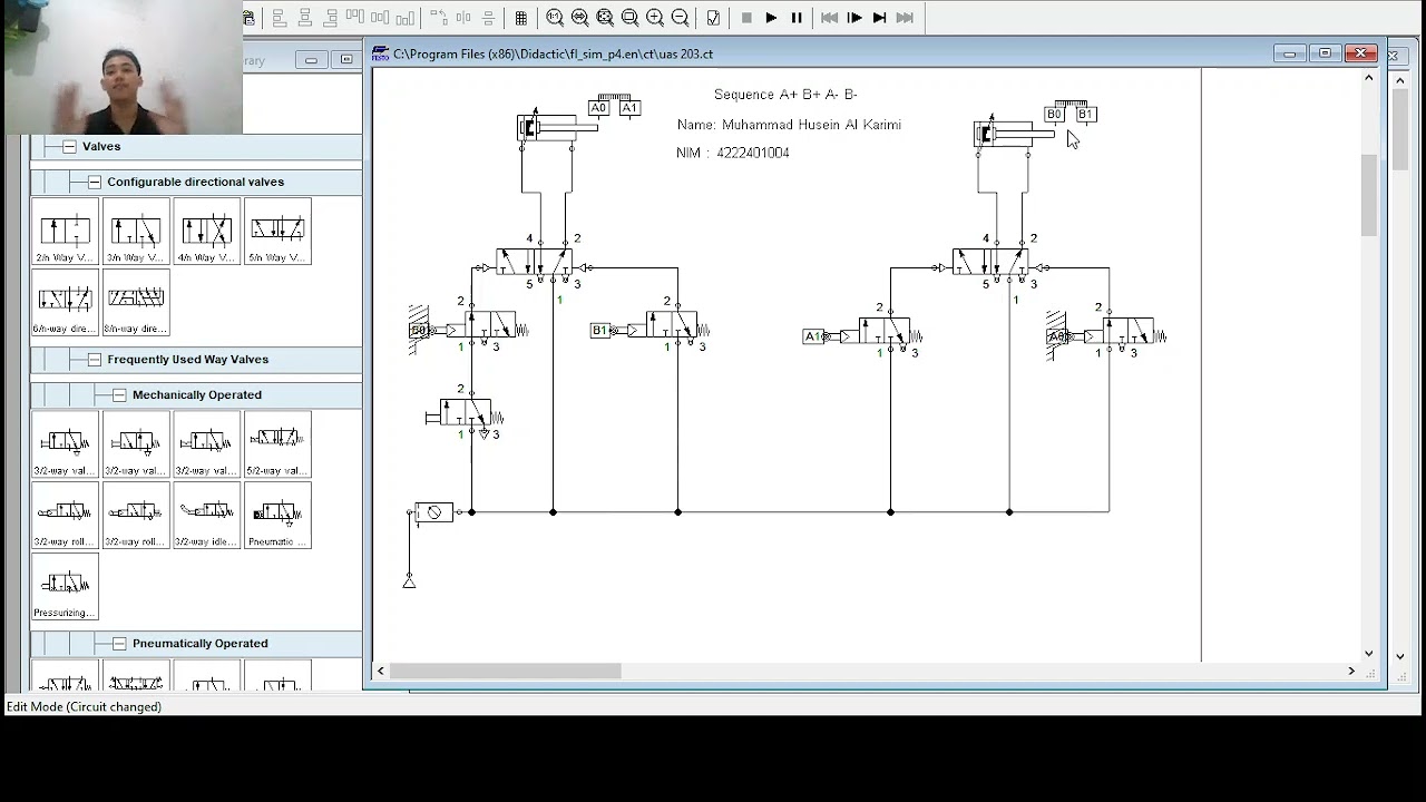 Explanation of Cascade Pneumatic Sequence A+ B+ A- B- with FluidSim Simulator