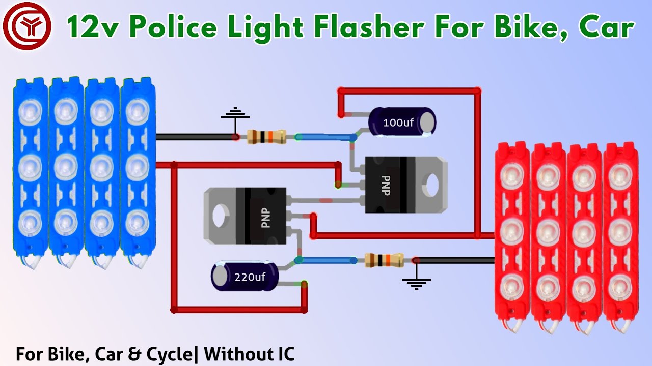 Simple 12v Police Light Led Flasher circuit