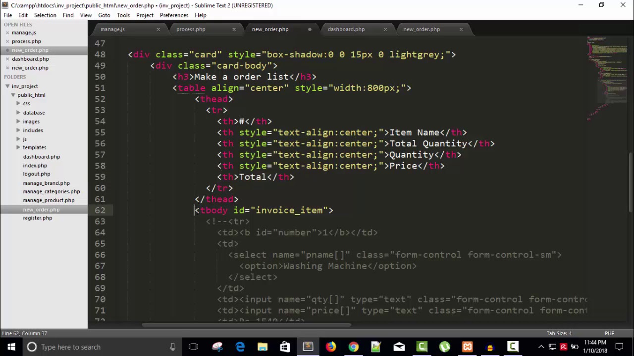 Inventory Management System | Invoice Form | PHP, Mysqli, Ajax, Bootstrap | Part 24