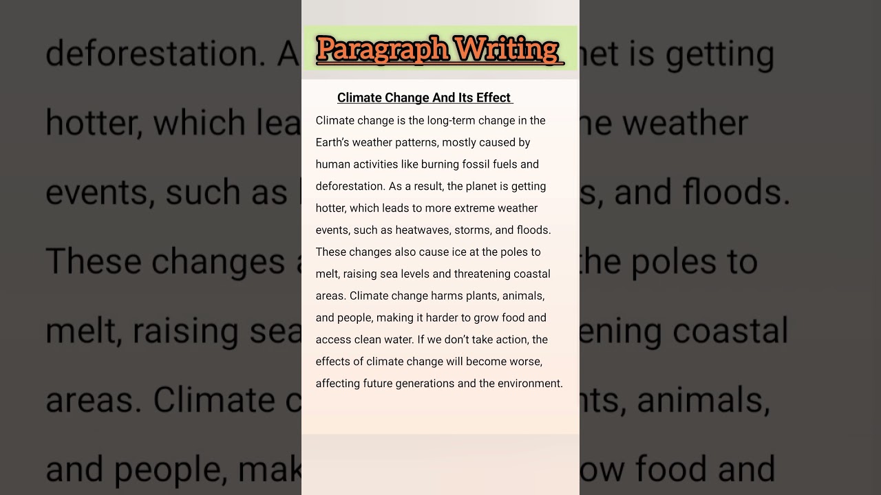 Climate Change And Its Effect | The Paragraph Lab |