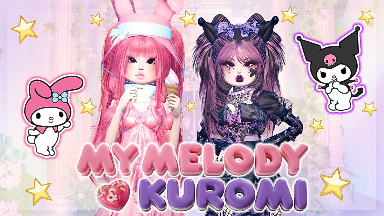 Recreating SANRIO MY MELODY and KUROMI in DRESS TO IMPRESS 🩷🖤