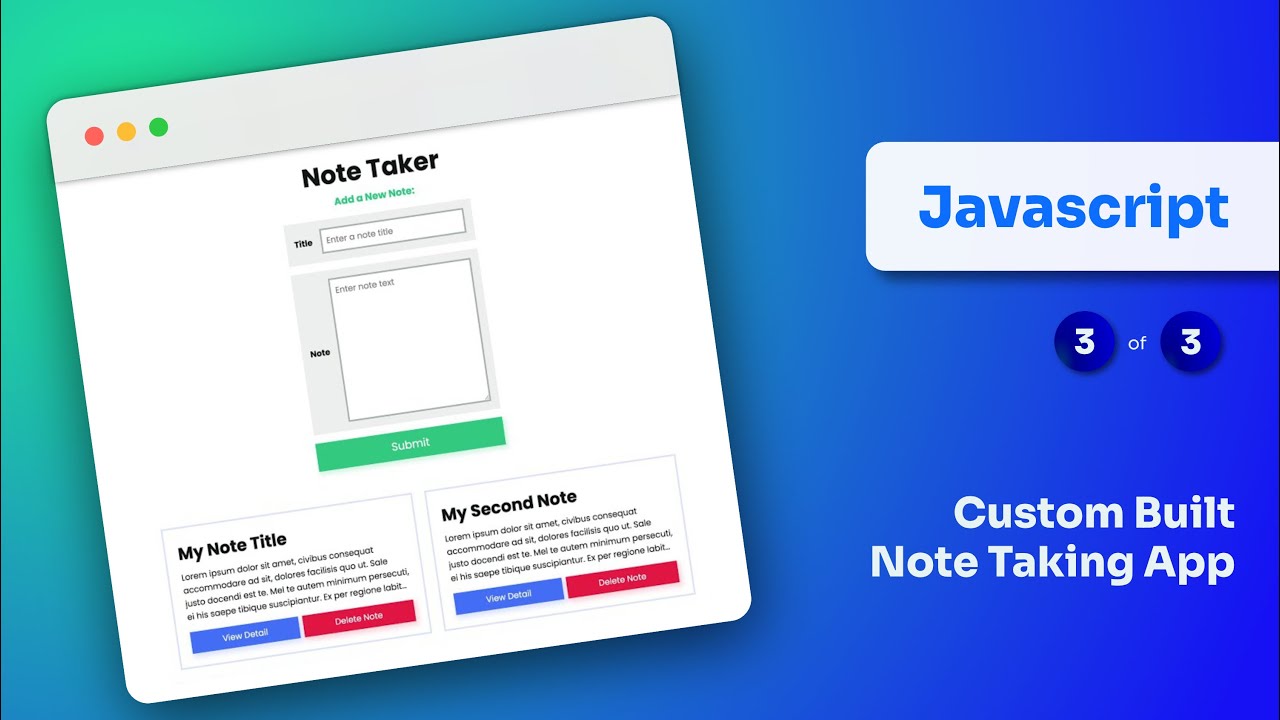 Note Taking App (Vanilla Javascript Project) | Part 3 (Javascript)