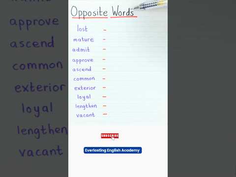 Essential List of Opposite Words (Antonyms) 📝✅📑