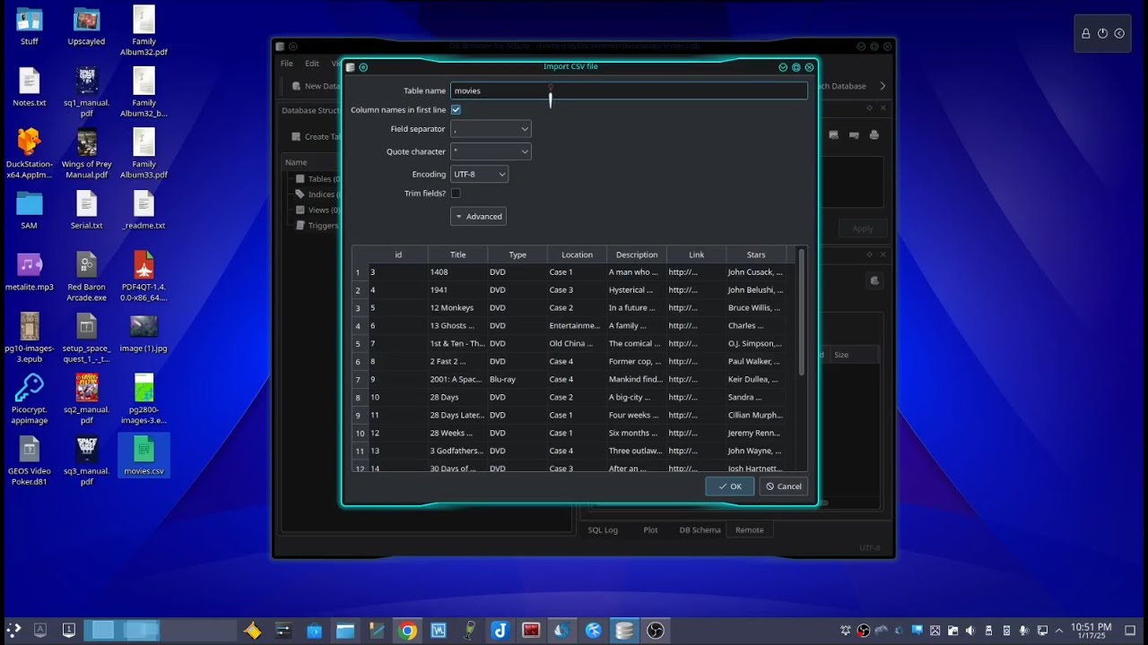 Import CSV Table Into New SQLite Database