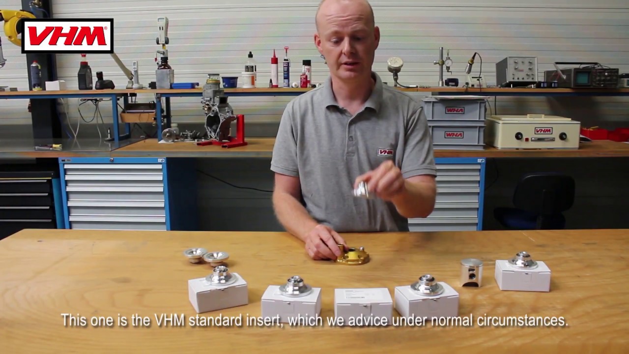 VHM explanation of the various available exchangeable inserts (combustion chambers)