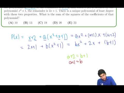 2022 AMC 10B #21 / 12B #20 Using Polynomial Remainders
