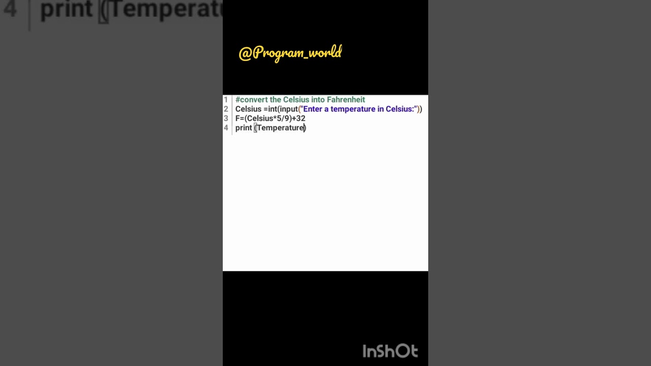 Program convert Celsius into Fahrenheit #python #programming