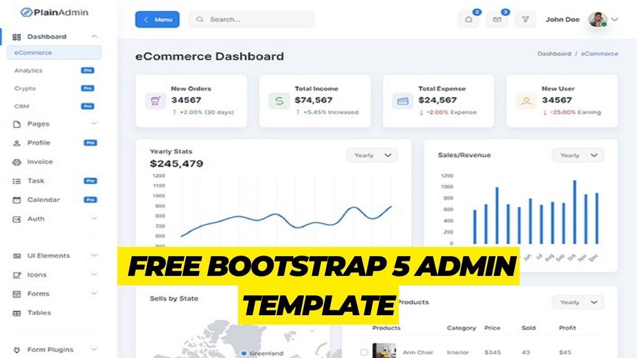 Free Bootstrap 5 Vanilla JS Admin Templates | Bootstrap 5 | Free Admin Template