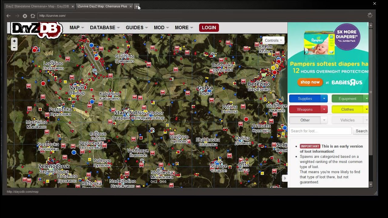 DayZ in-game interactive map/s