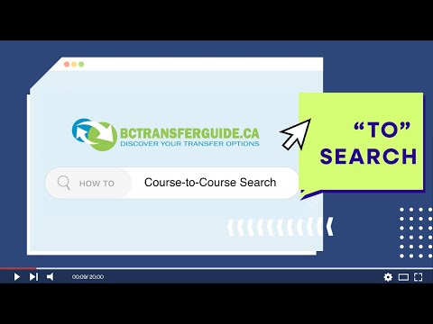 How to use the BC Transfer Guide Course-to-Course "TO" Search